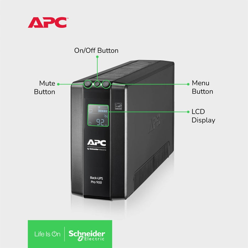 APC BR900MI Back UPS Pro BR 900VA, 6 Outlets, AVR, LCD Interface / 2YR ...