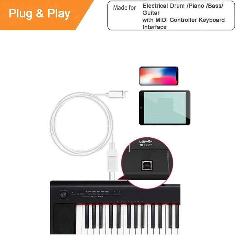 Lightning to Type B MIDI keyboard converter Cable 1M for iPhone iPad I ...