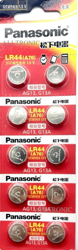 Panasonic LR44 Alkaline Button Battery / LR44 / AG13 / G13A 1.5V Butto ...