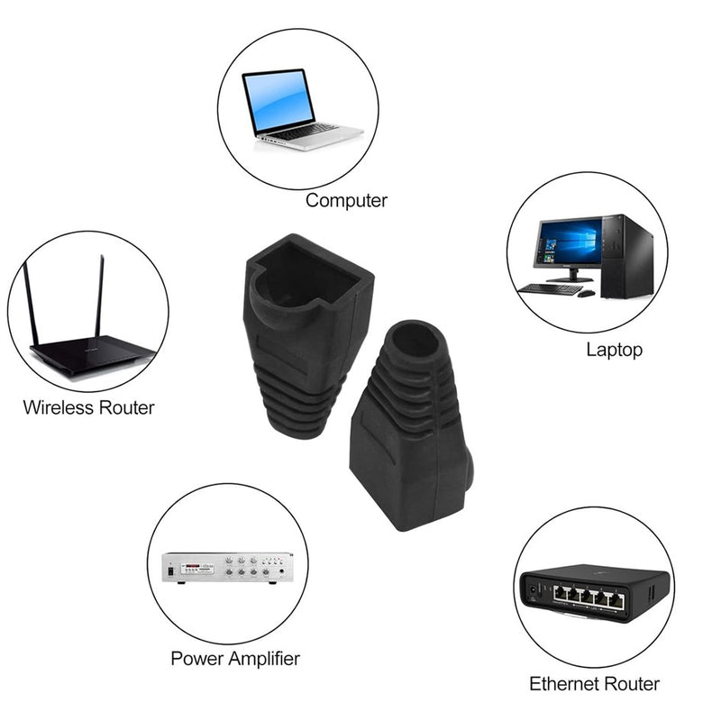 50PCS CAT6 RJ45 Protective Cover Rubber Boots for CAT 6 Connector Stra ...