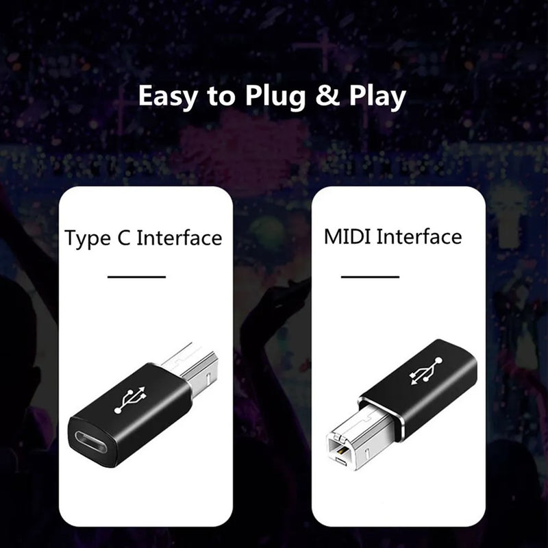 USB Type C to MIDI USB B Connector / Type C Female to MIDI Male Adapto ...