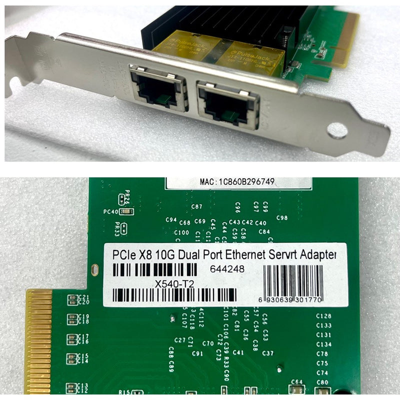 PCIE X8 10G 2PORT RJ45 CARD / PCI-E To 2-port RJ45 10G / Intel X540-T2 ...