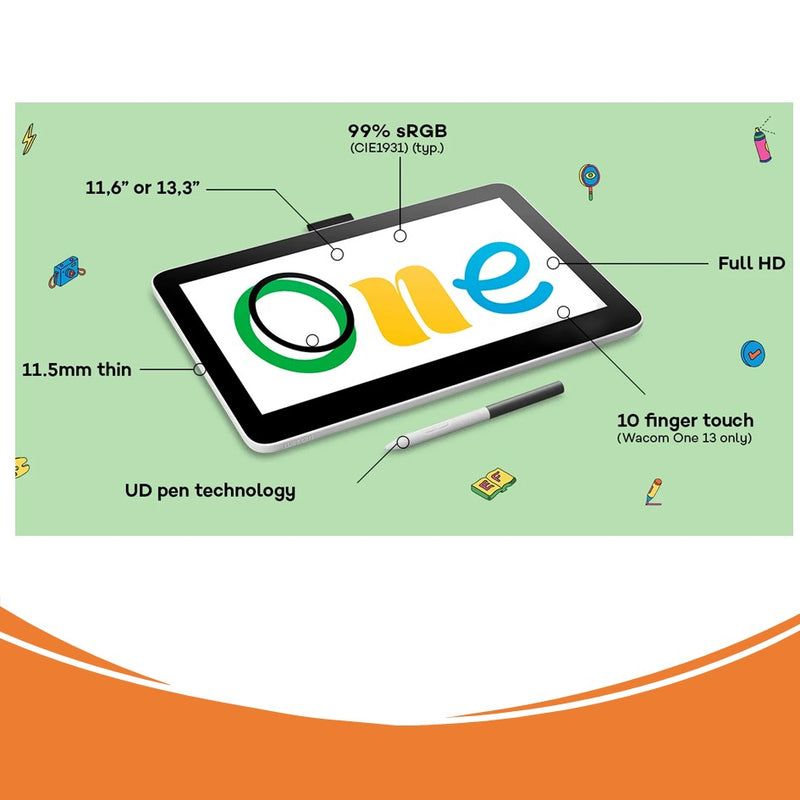 Wacom One 12 Pen Display DTC121W0C 11.6 Inch Full-HD Screen Drawing Ta ...
