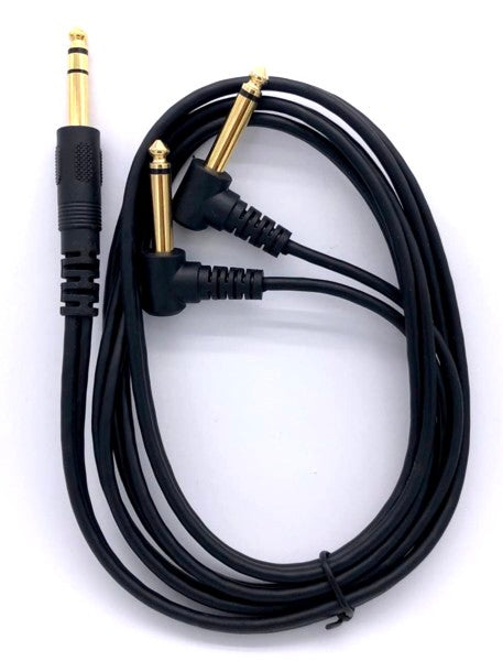 Audio Stereo Cable 6.3mm to 6.3mm x2 (Male/Male - Right Angle) - 1.5Me ...